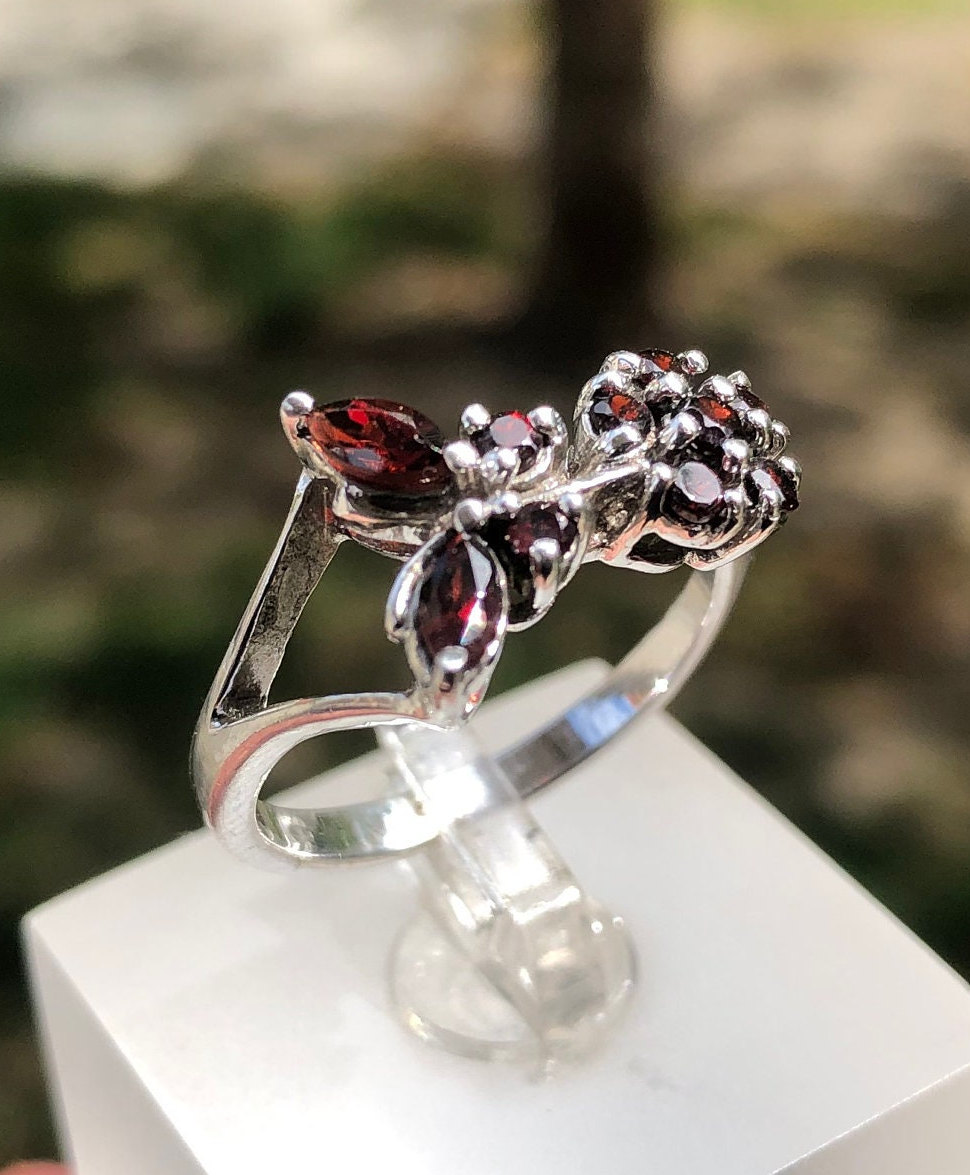 Red Garnet Ring in 925 Sterling Silver Red Garnet Rings for Women - Etsy