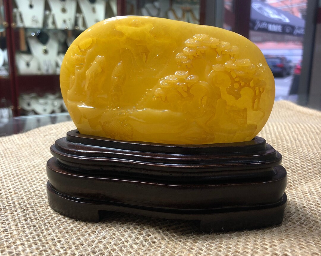 Rare Yellow Amber Art Carving Piece. Сollectible Honey Amber Piece for ...