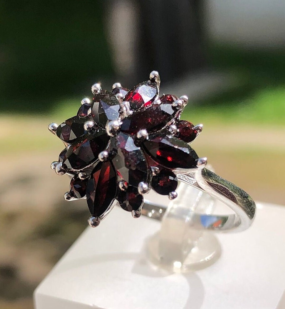 Pyrope Garnet Ring in 925 Sterling Silver Red Garnet Rings for Women ...