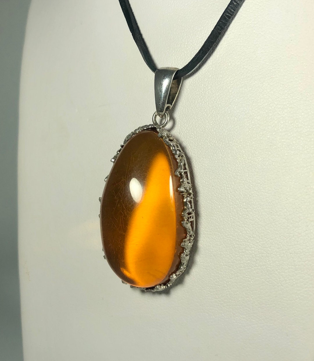 Genuine Amber Pendant Cognac Brown Color 9.32 Grams in 925 Sterling ...