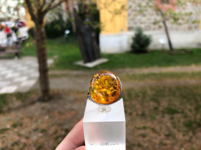 Designer Baltic Amber Ring: Orange Sterling Silver Jewelry - Etsy UK