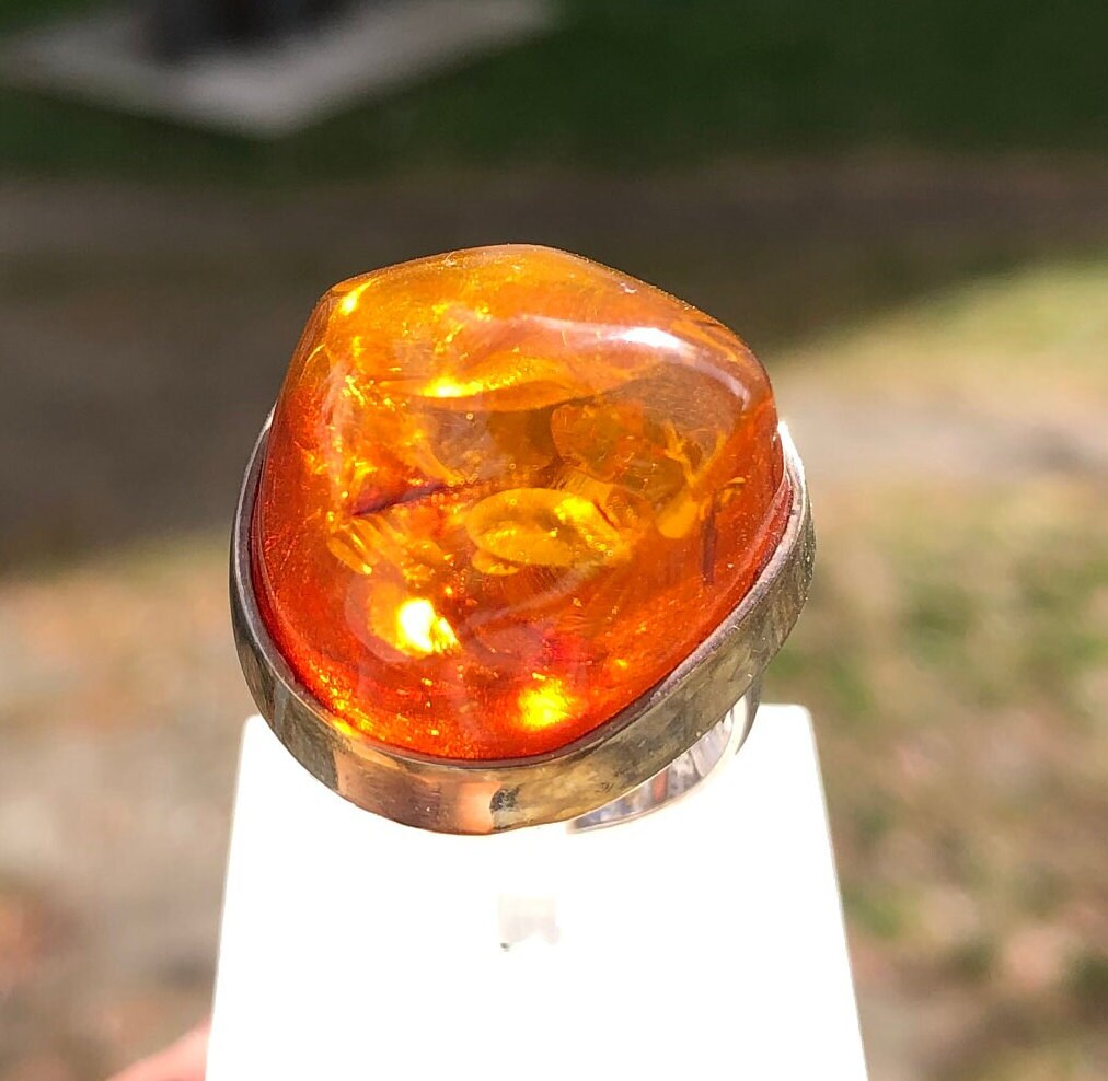 Handmade Amber Ring in 925 Sterling Silver, Baltic Amber Rings for ...