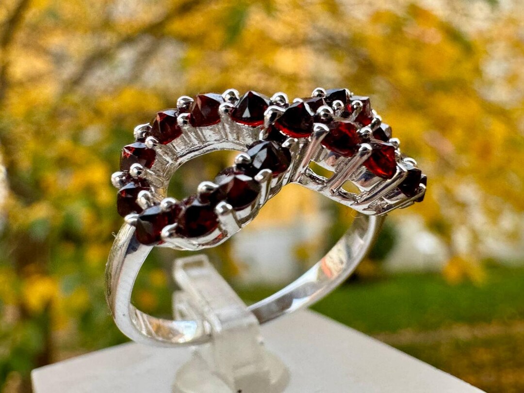 Garnet Infinity Symbol Ring in 925 Sterling Silver, Almandine Pyrope ...