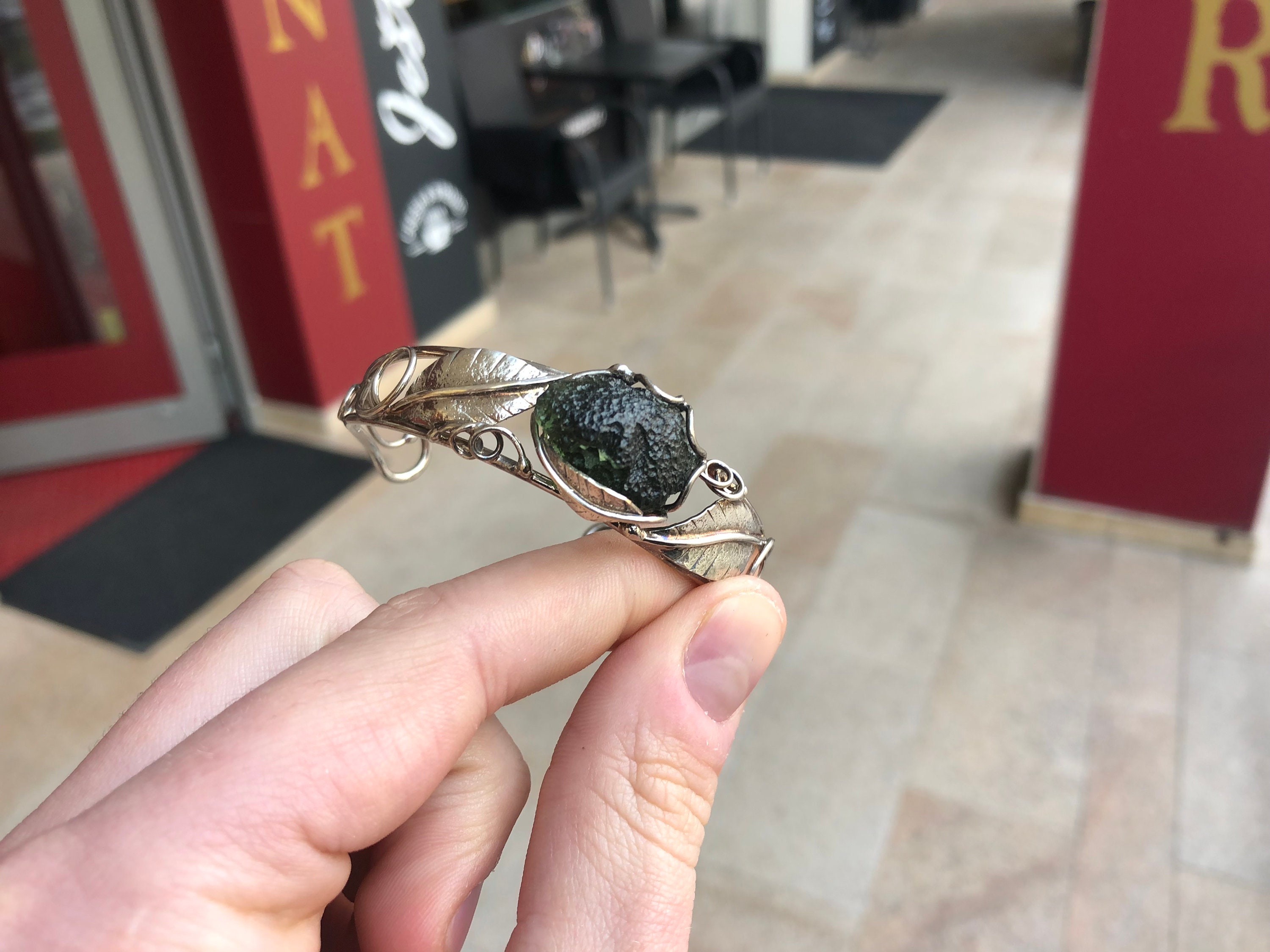 Raw Moldavite Stone Bracelet - Handcrafted 925 Sterling Gold-plated ...