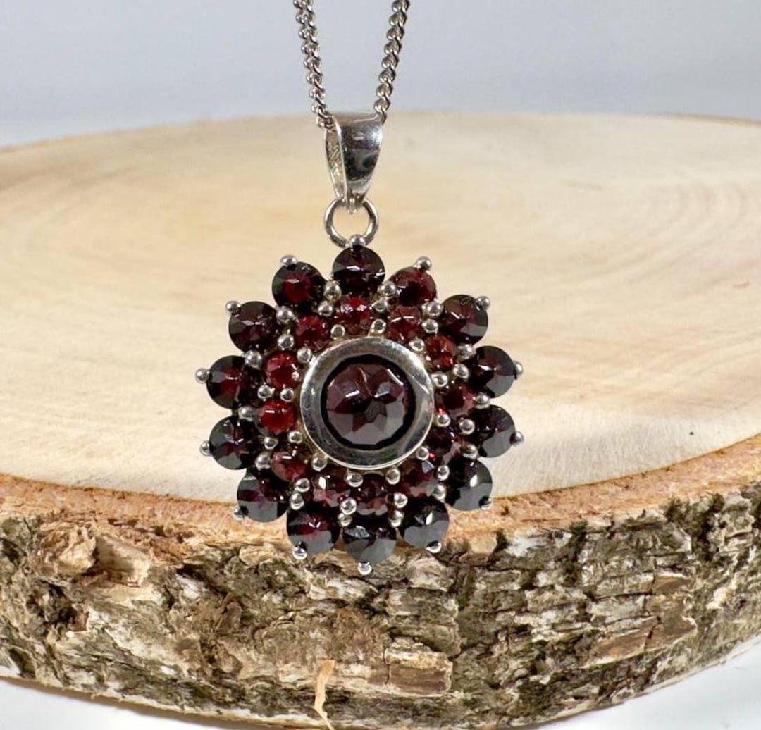Genuine Czech Garnet Pendant for Women - Elegant Almandine and Pyrope ...
