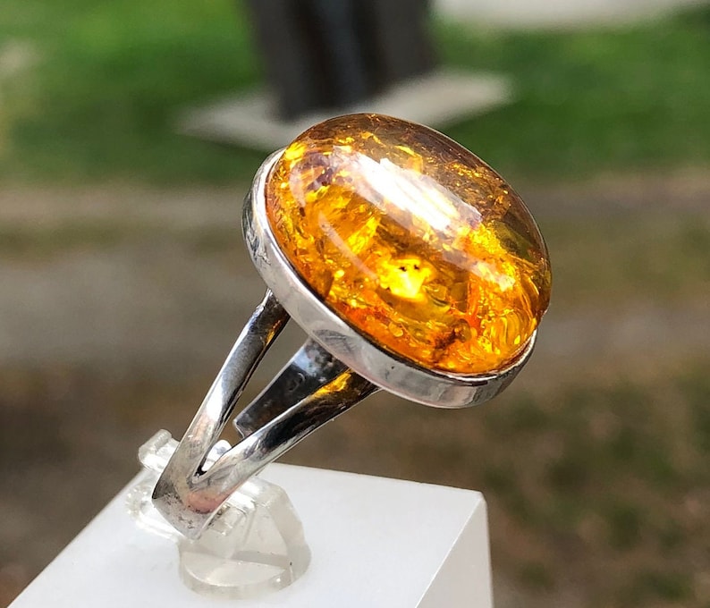 Designer Baltic Amber Ring: Orange Sterling Silver Jewelry - Etsy UK