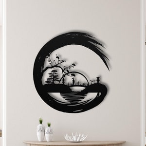 Enso Japanese Theme Metal Wall Art Decor Buddhist Outdoor Modern Asian ...