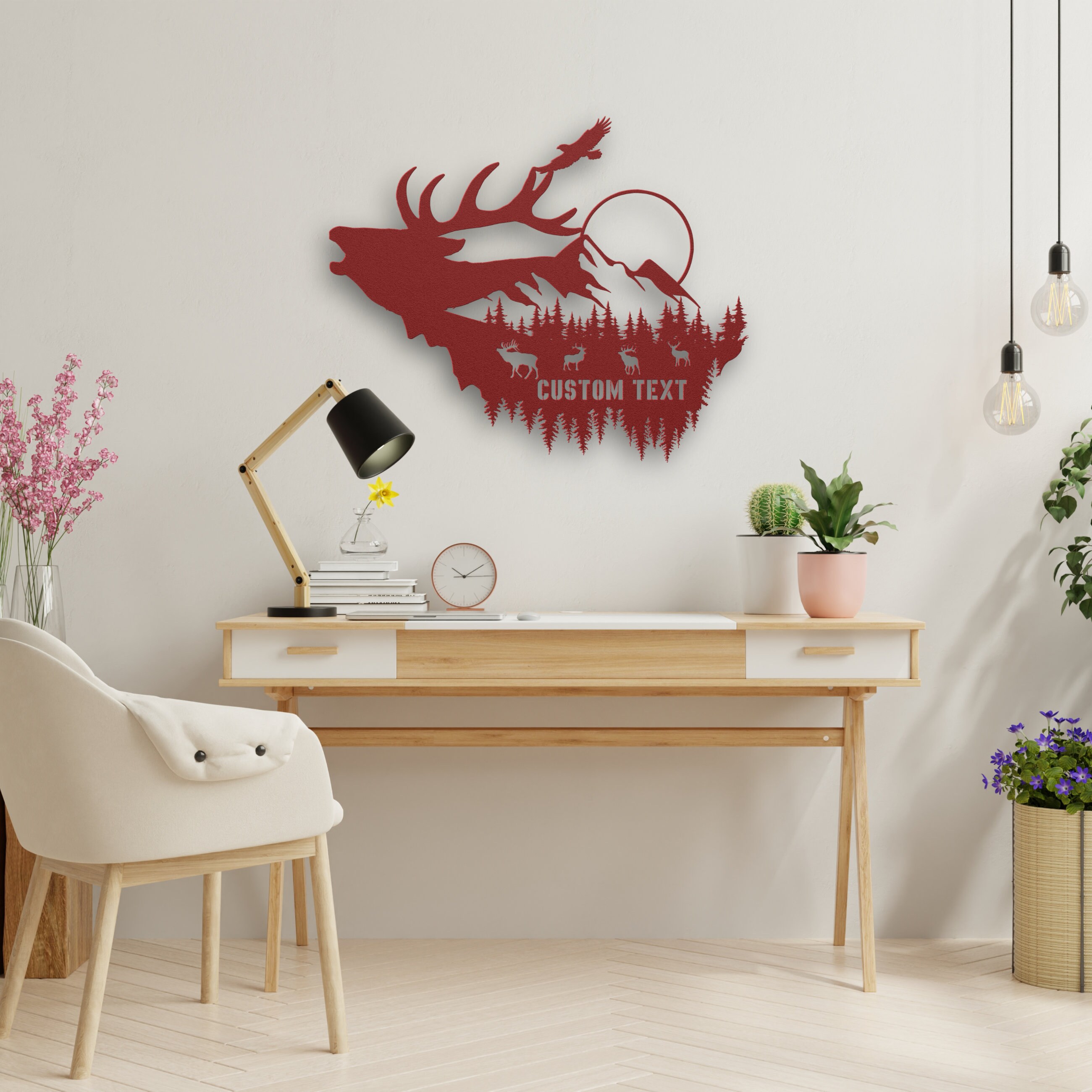 Personalized Elk Mountains Metal Wall Artwork 3D Custom Wildlife Birds ...