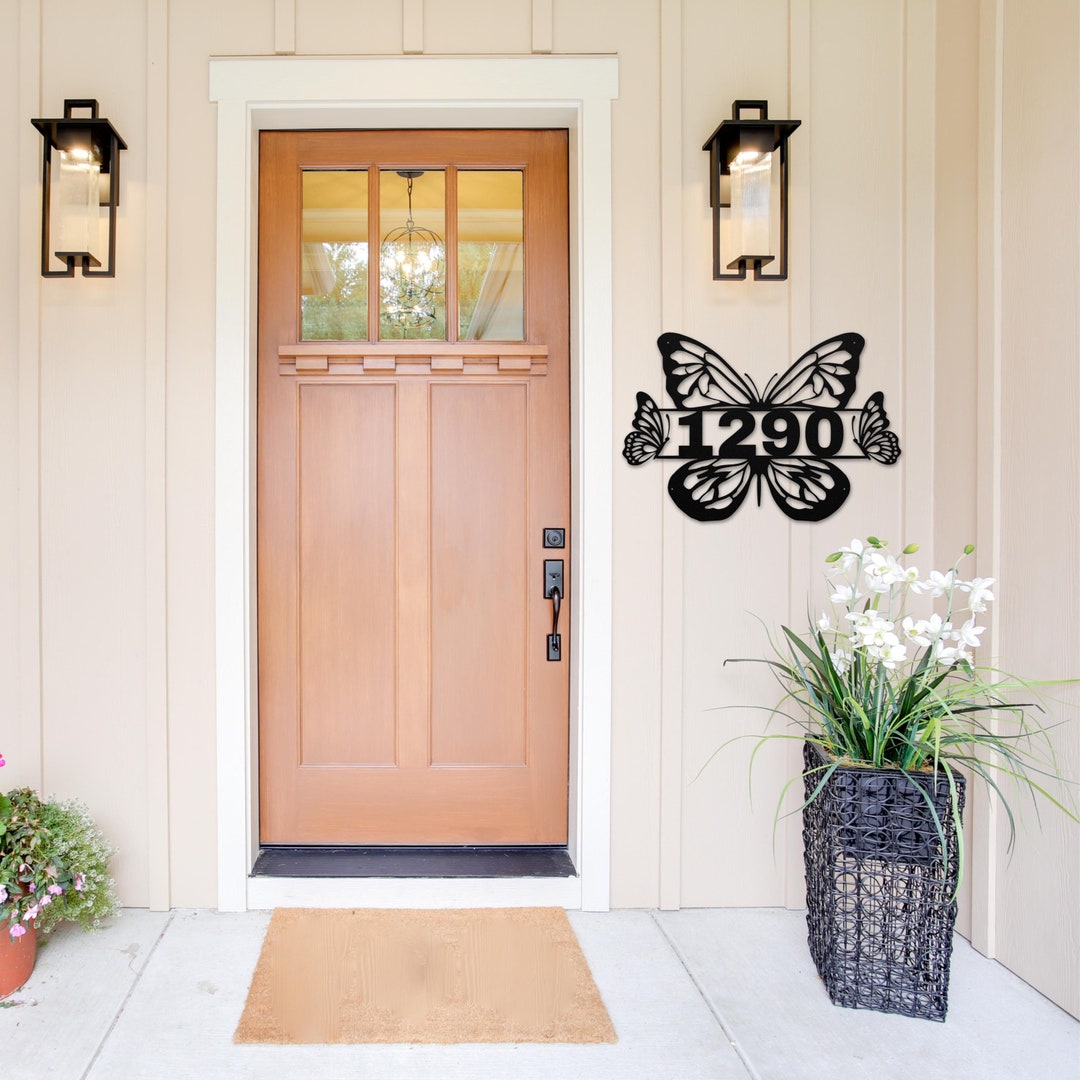 Butterfly Address Sign - Custom Metal Yard Plaque for Home - Etsy