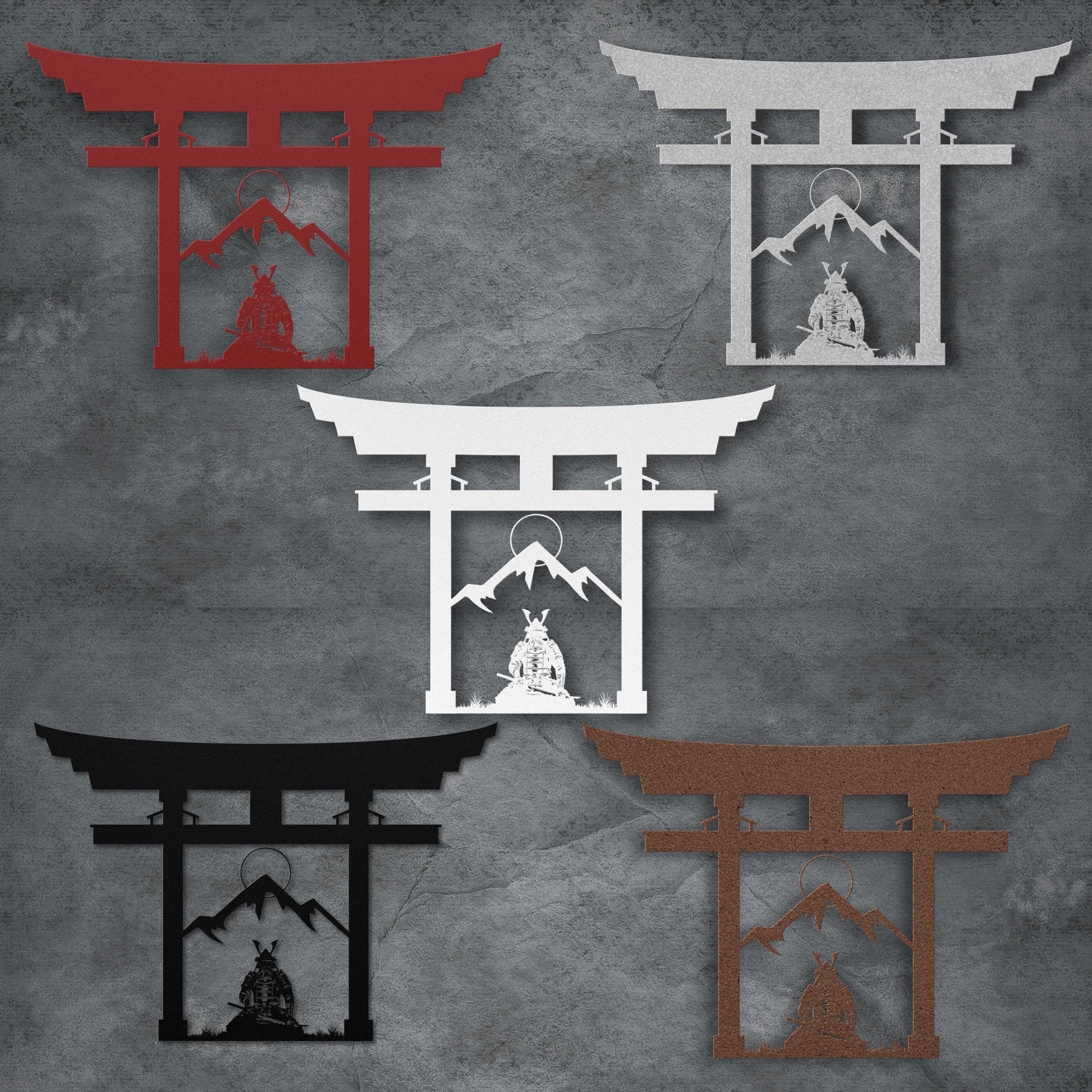 Japanese Samurai Metal Wall Art Decor Outdoor Modern Asian Torii Gate ...