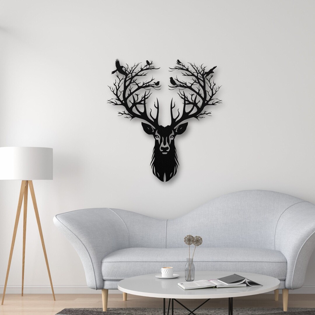 Elk Tree Metal Wall Artwork 3D Custom Wildlife Elk Bird Art Metal Decor ...