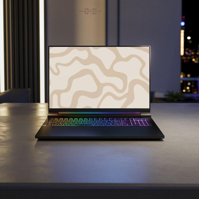 Aesthetic Boho Computer Wallpaper 4K Abstract Minimalist Warm Neutral ...