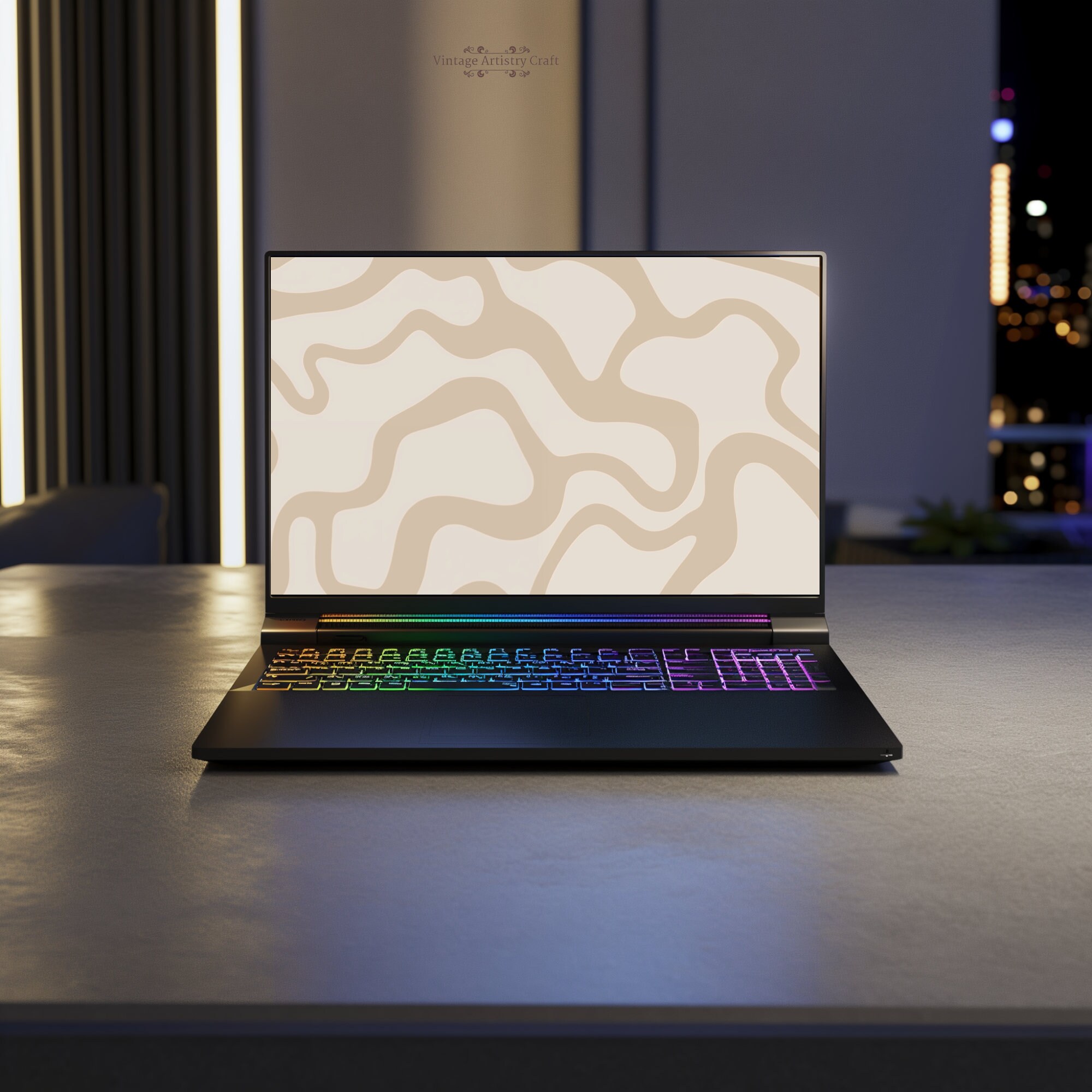 Aesthetic Boho Computer Wallpaper 4K Abstract Minimalist Warm Neutral ...