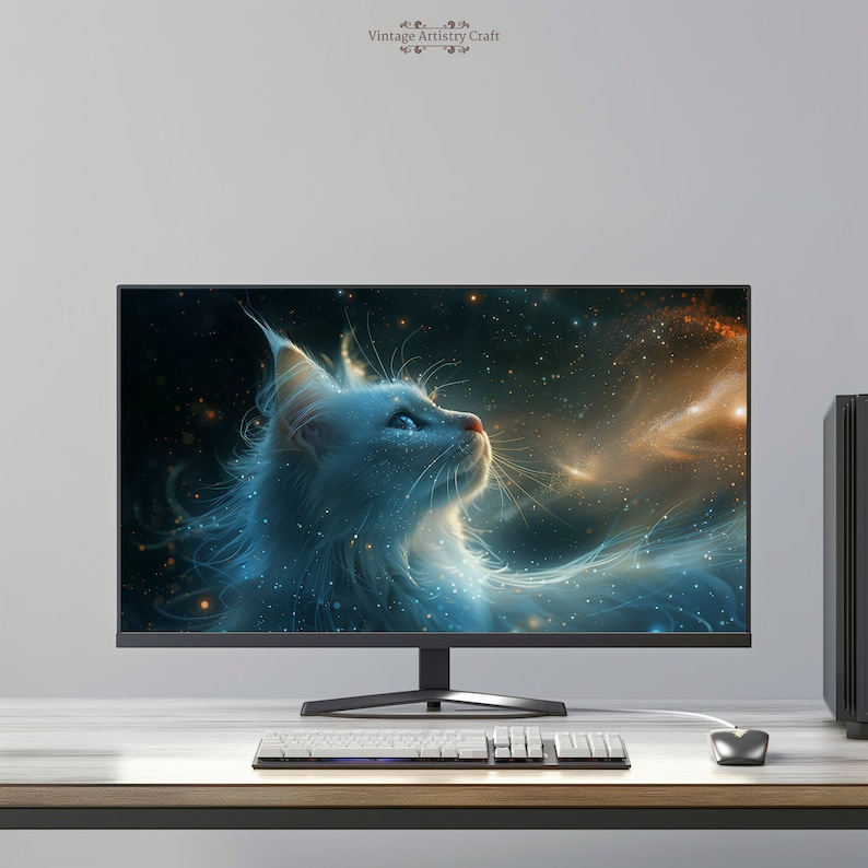 Cosmic Cat Aesthetic Desktop Wallpaper 4K PC MacBook Laptop Imac ...
