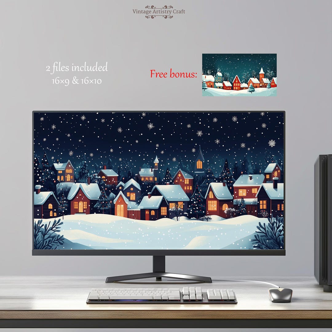 Cute Charmy Festive Winter Village Christmas Desktop Wallpaper 4K PC ...