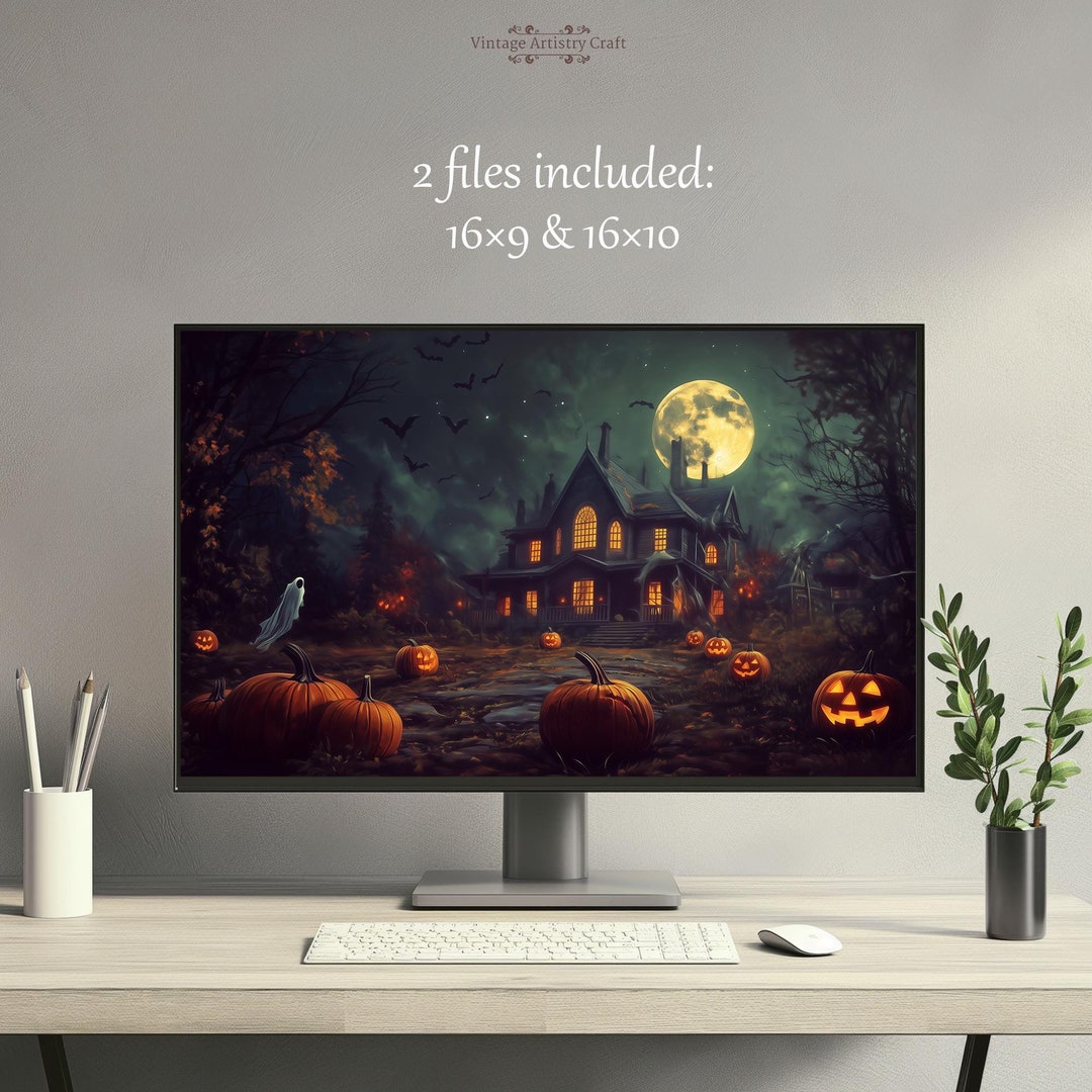 Halloween Wallpaper Vintage Gothic Haunted House Spooky Autumn Desktop ...