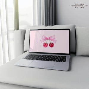 Valentine's Day Wallpaper Cute Cherries Romantic Desktop 4K PC Mac Laptop MacBook Windows Pink ...