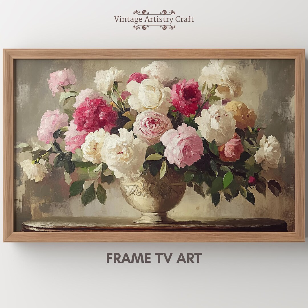 Impressionist Samsung Frame TV Art, Blossom Flowers Vase, Valentine's ...
