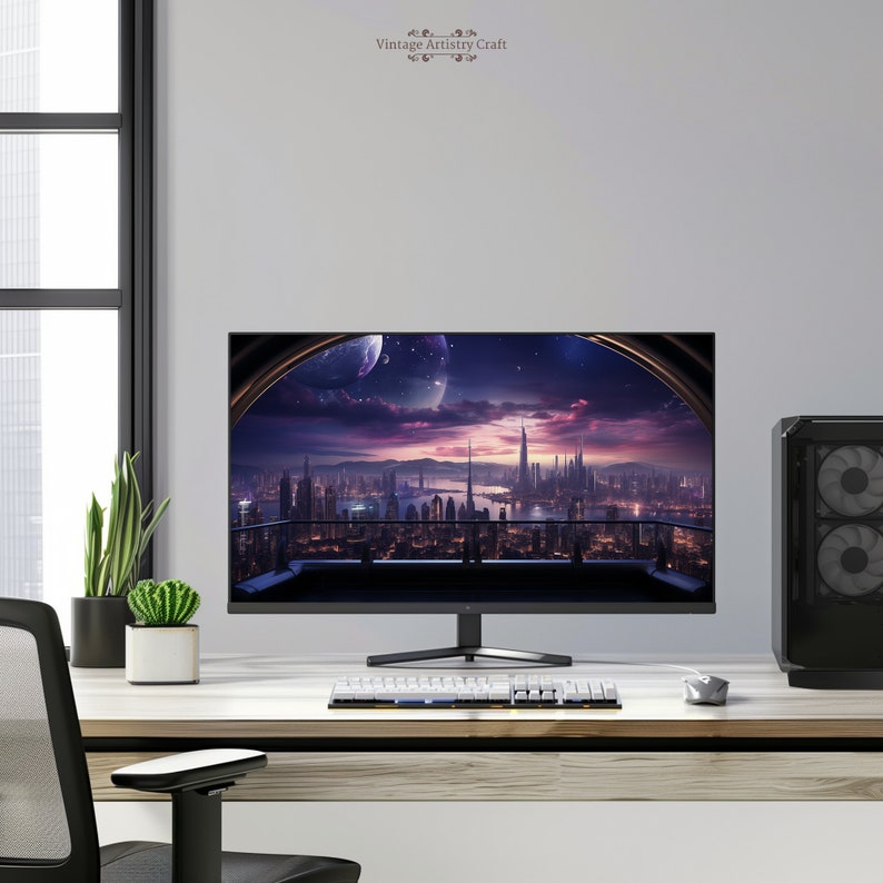 Aesthetic Futuristic Sci-fi Desktop Wallpaper Future City 4K PC MacBook ...