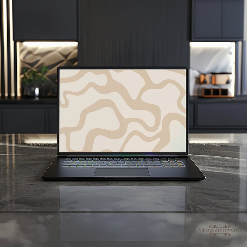 Aesthetic Boho Computer Wallpaper 4K Abstract Minimalist Warm Neutral ...