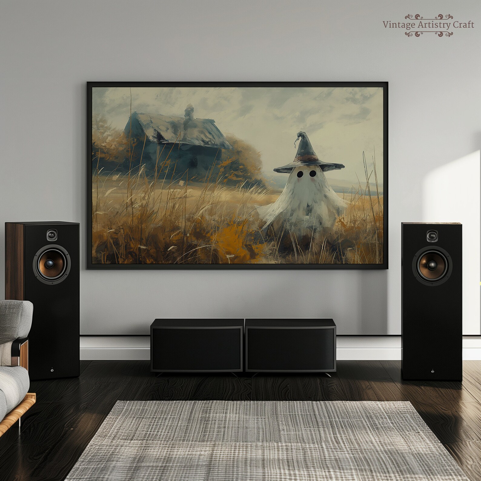 Halloween Frame TV Art Ghost Painting Digital Download Fall Spooky ...