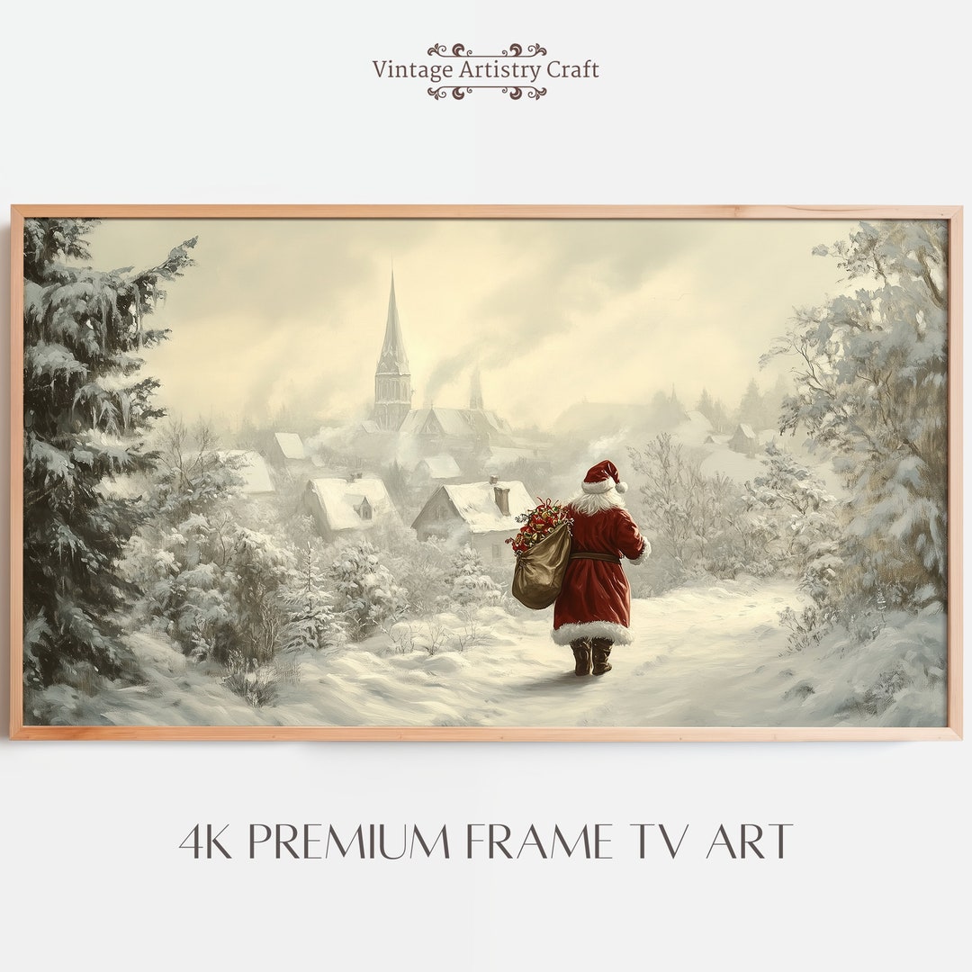 Vintage Christmas Santa Samsung Frame TV Art, Santa Claus Art for TV ...