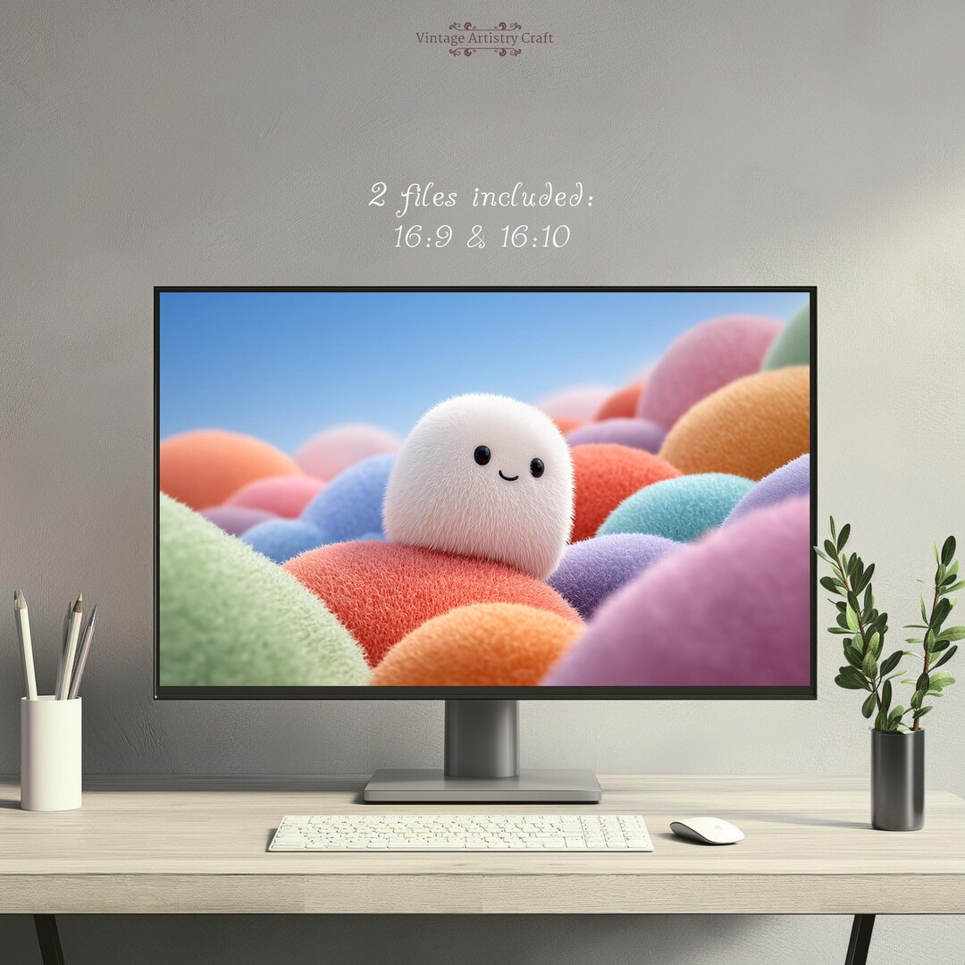 Cute Ghost Digital Wallpaper, Pastel Desktop Background, Adorable ...