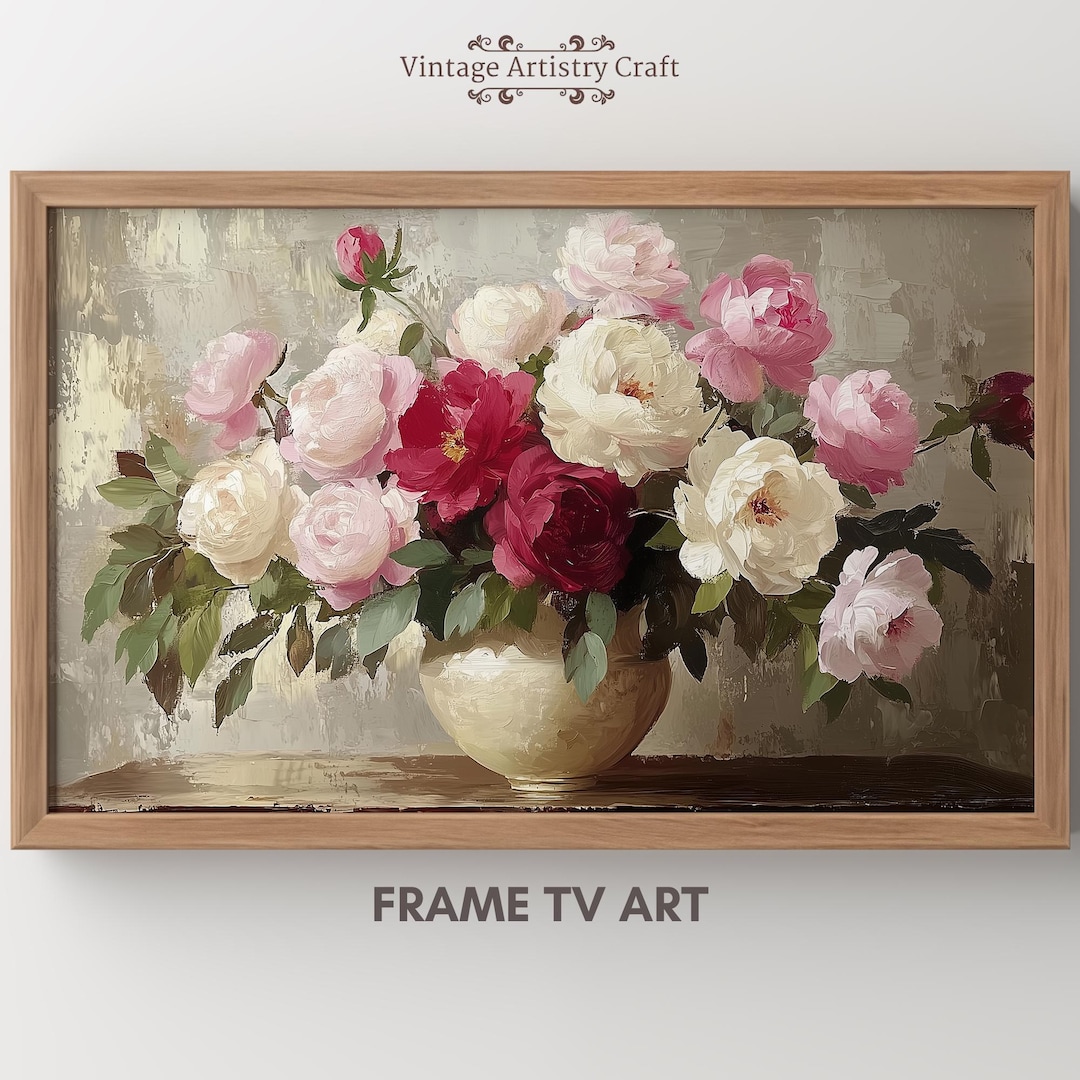 Impressionist Samsung Frame TV Art, Blossom Flowers Vase, Valentine's ...
