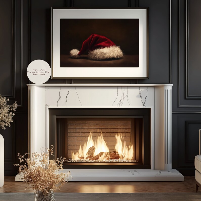 Afdrukbare kerstmuts kerst kunst aan de muur decor vintage kerstman ...