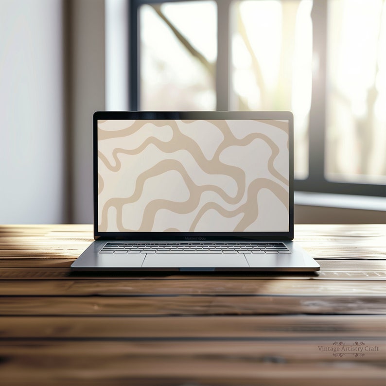 Aesthetic Boho Computer Wallpaper 4K Abstract Minimalist Warm Neutral ...