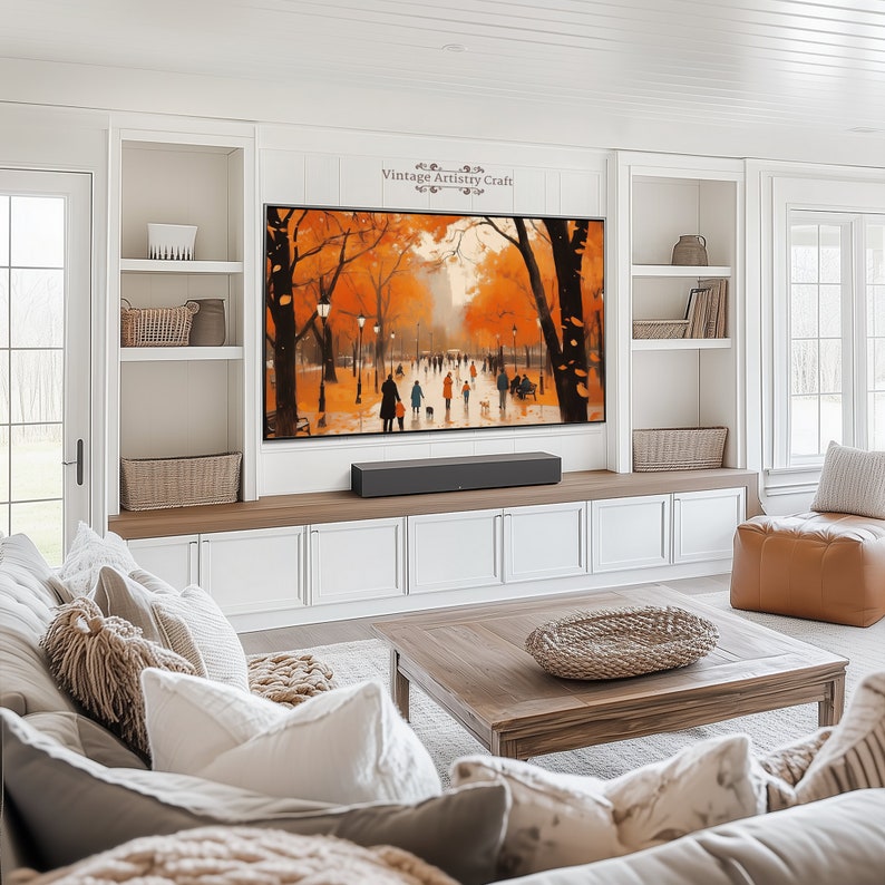 Autumn Frame TV Art, Fall Park Samsung TV Art, Autumn Landscape Vintage ...