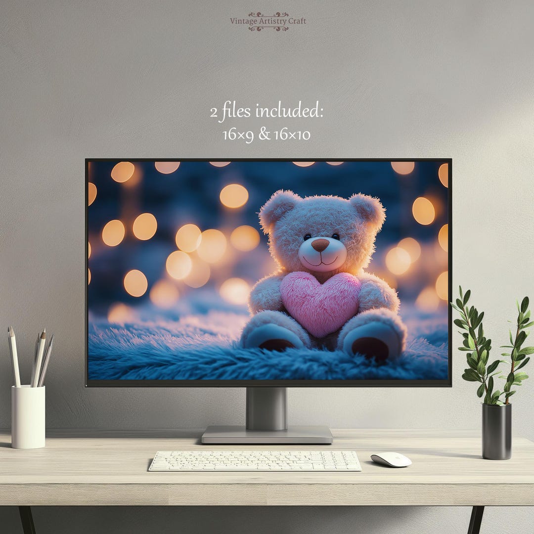 Valentine's Day Wallpaper Cute Teddy Bear Romantic Desktop 4K PC Mac ...