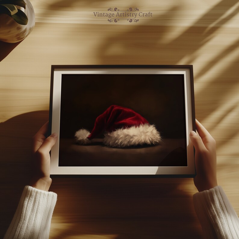 Afdrukbare kerstmuts kerst kunst aan de muur decor vintage kerstman ...