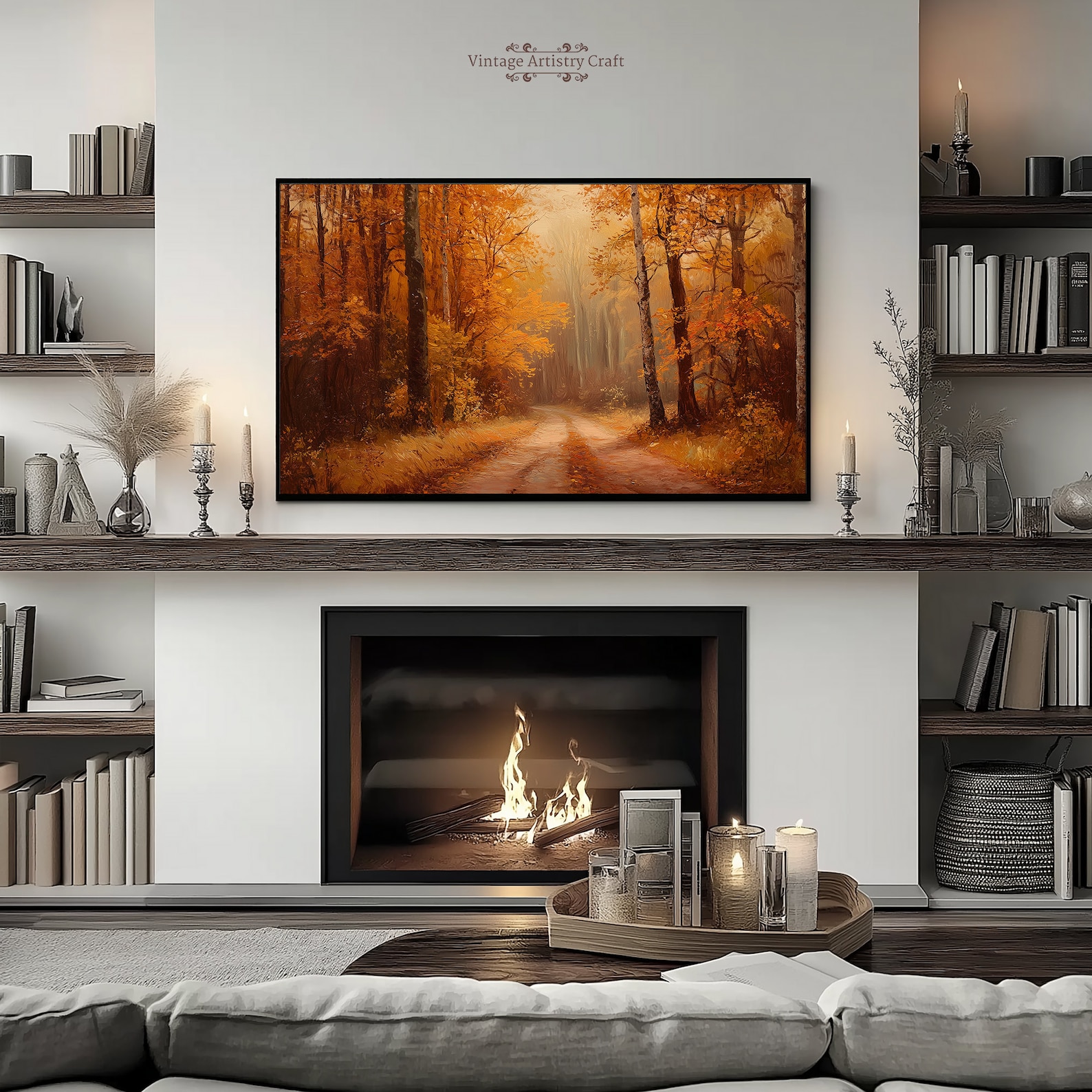 Samsung Autumn Frame TV Art, Fall Forest TV Decor, Cottagecore Country ...