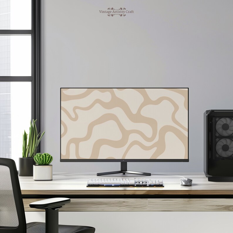 Aesthetic Boho Computer Wallpaper 4K Abstract Minimalist Warm Neutral ...