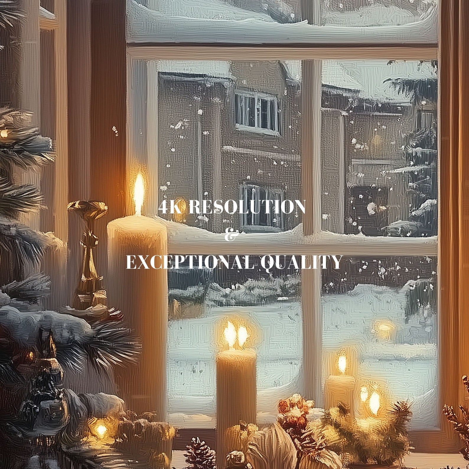 Christmas Samsung Frame TV Art, Candles Holiday Window, Snowy Tree ...
