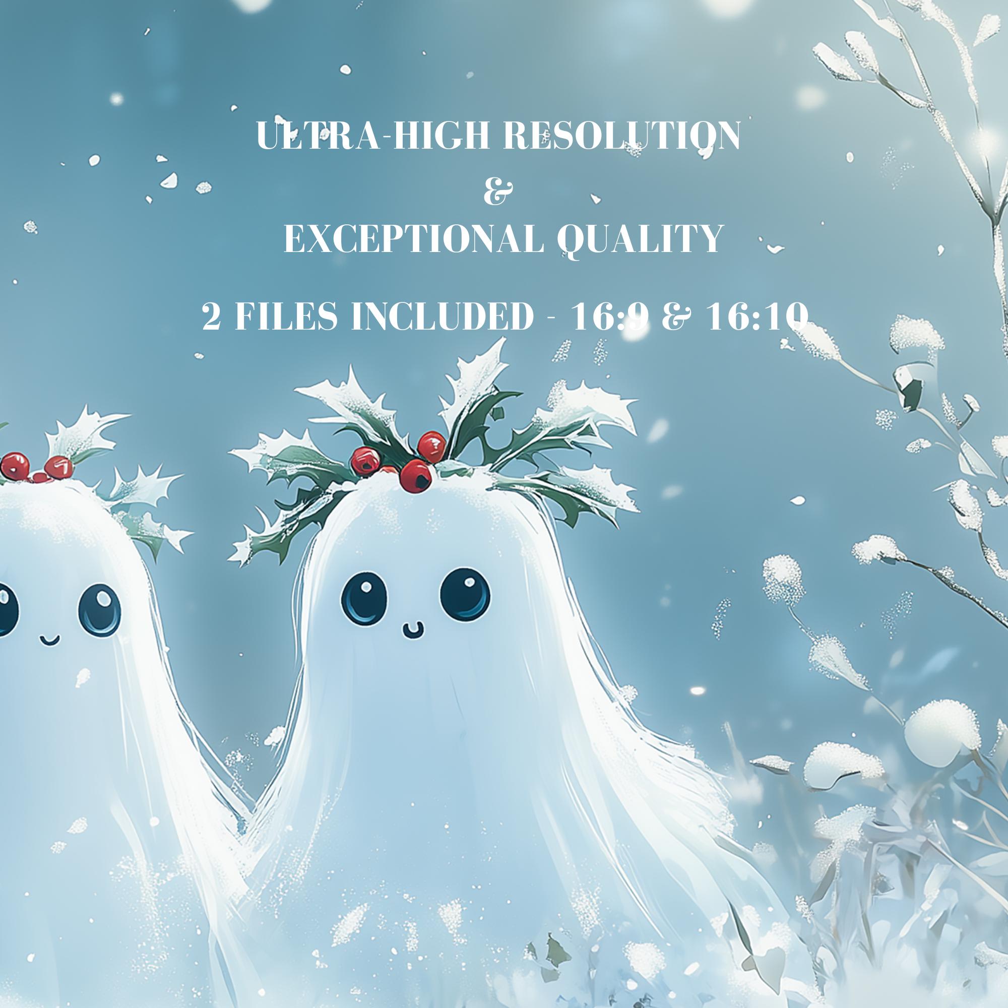 Winter Wallpaper Cute Ghosts Snowy Forest Christmas Snow Desktop 4K PC ...