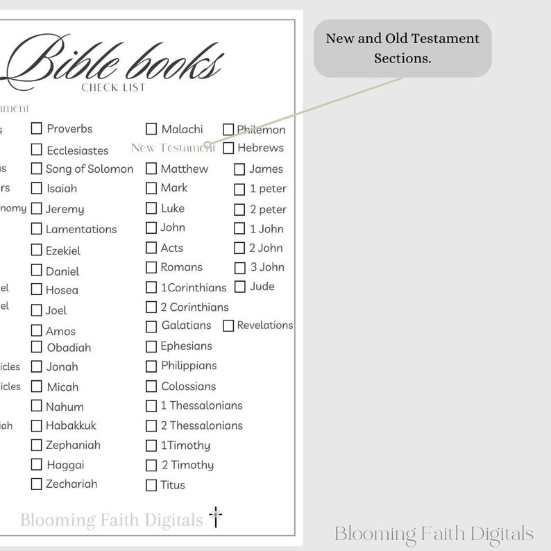 Bible Books Checklist Printable Perfect for Bible Study and Tracking ...