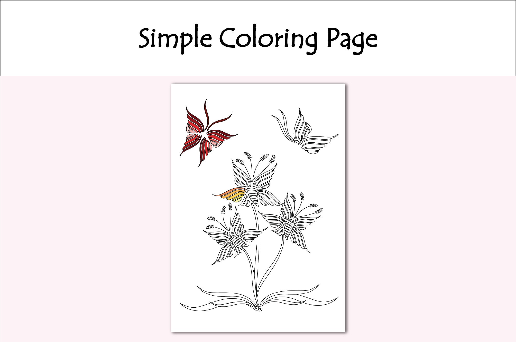 Simple Coloring Page Floral Motif - Etsy