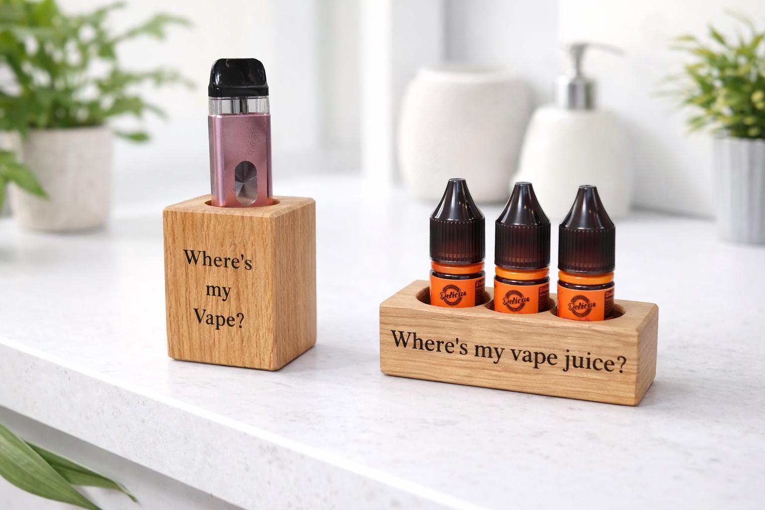Solid Oak Vape Stand Holder UK Gift for Him Desk Organiser Fun Gift ...