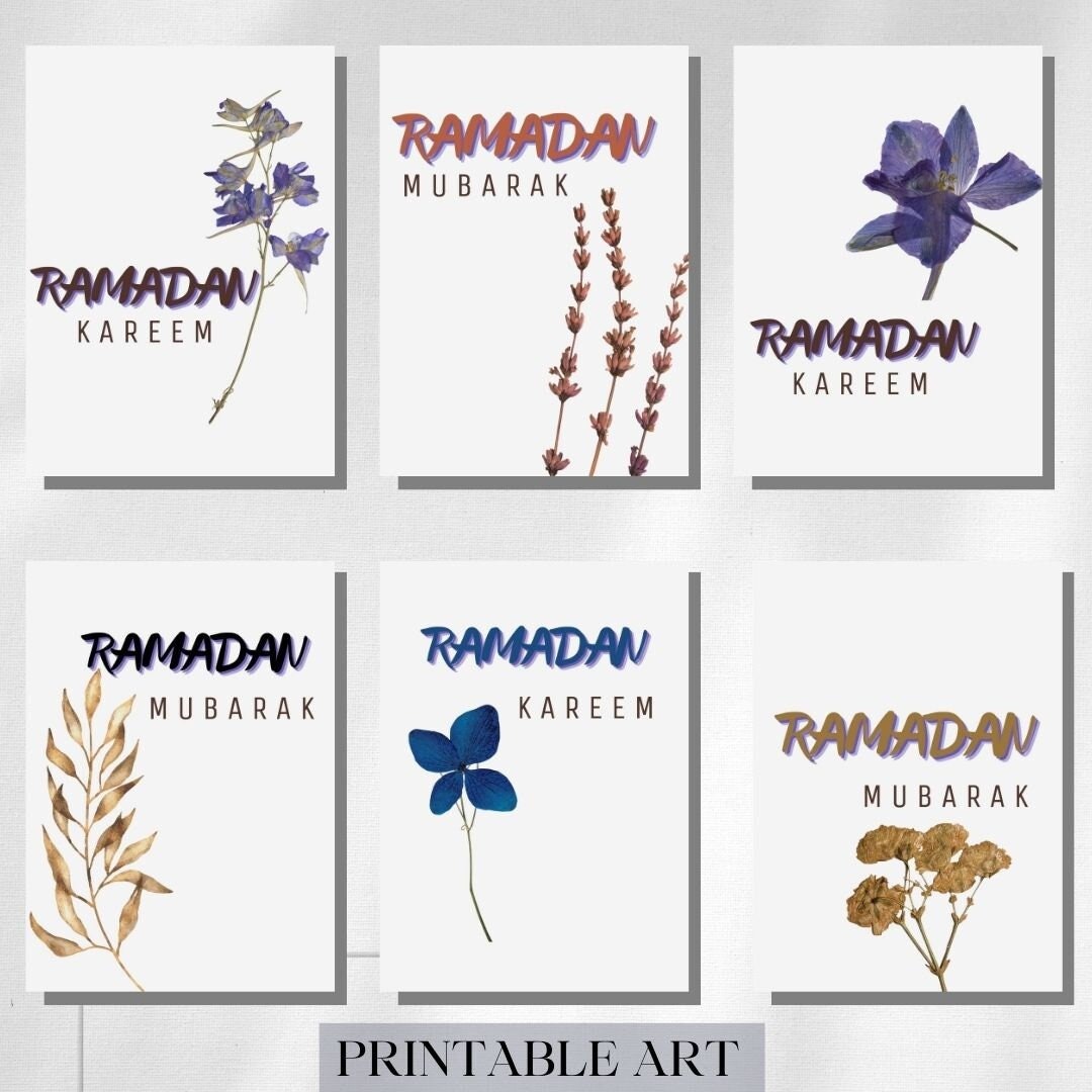 Ramadan Mubarak Printable Cards, Islamic Greeting Cards Digital ...