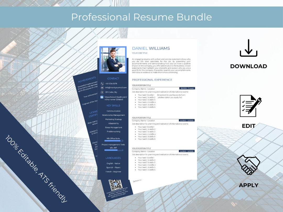German Resume Bundle, Word, CV Template, Cover Letter, References ...