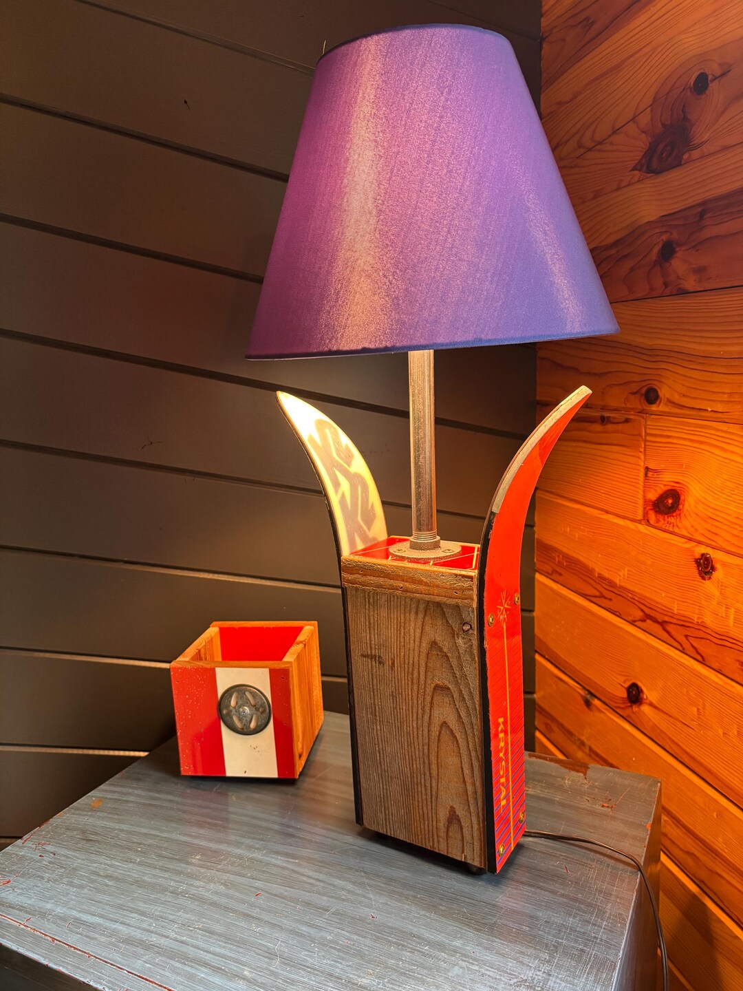 Ski Tip and Hemlock Wood Lamp - Etsy