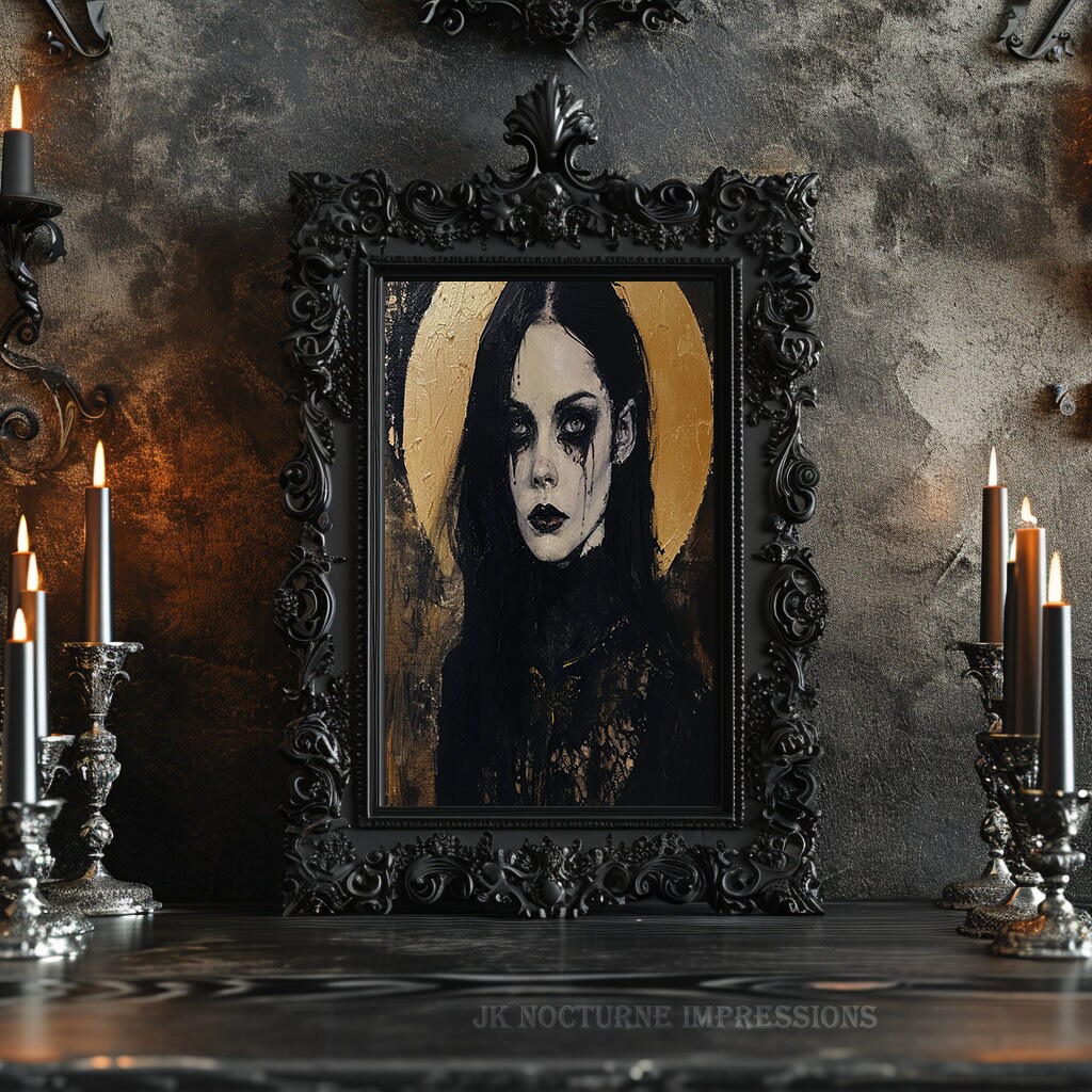 Goth Girl Oil Painting, Gothic Art, Dark Art, Digital Art, Prints, Goth ...