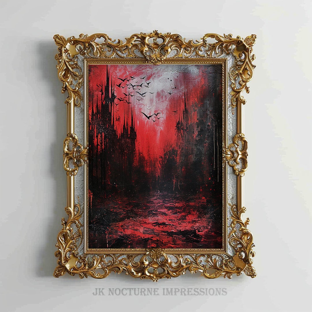 Gothic Red Castle , Gothic Art, Gothic Decor, Dark Art, Fine Art ...