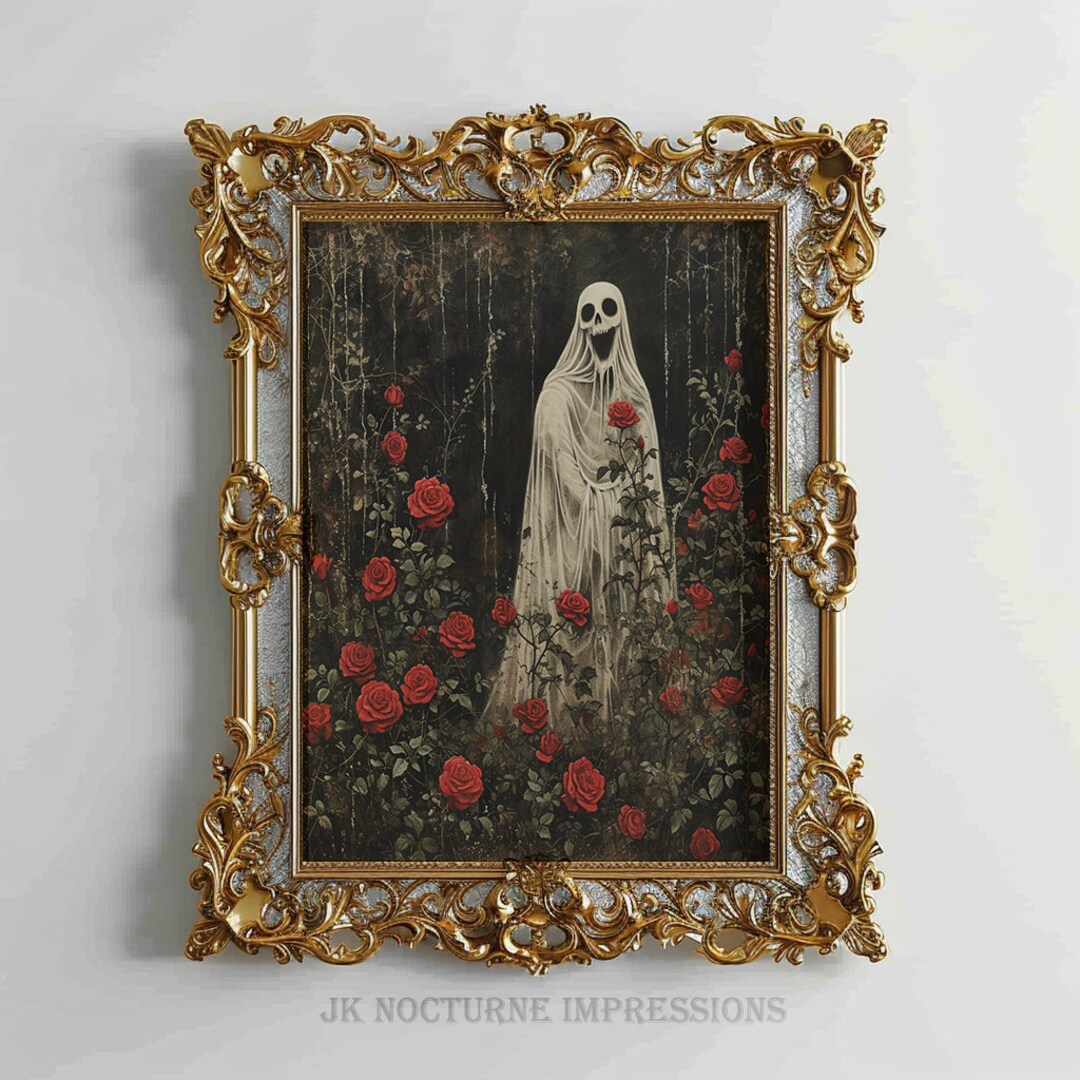 Garden Ghost Roses Art, Poster, Prints, Gothic Art, Halloween, Garden ...