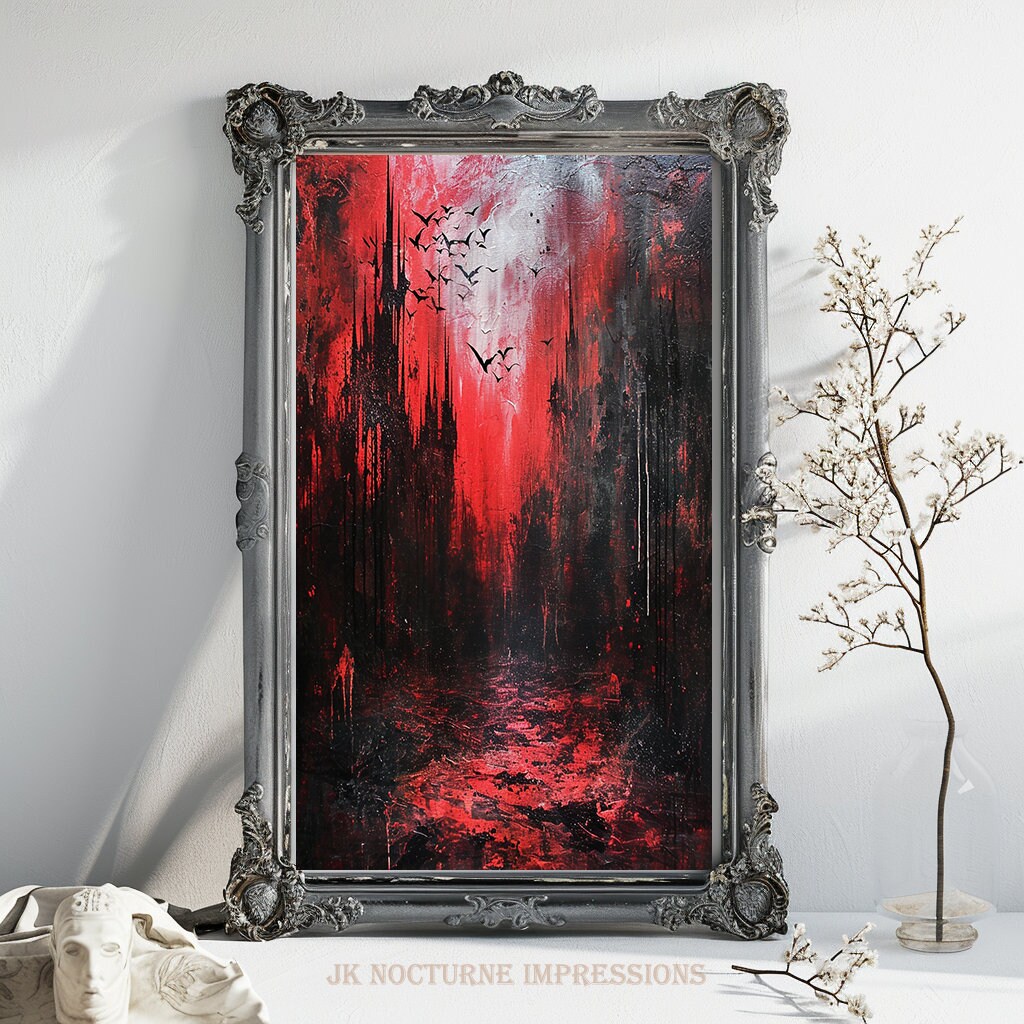 Gothic Red Castle , Gothic Art, Gothic Decor, Dark Art, Fine Art ...