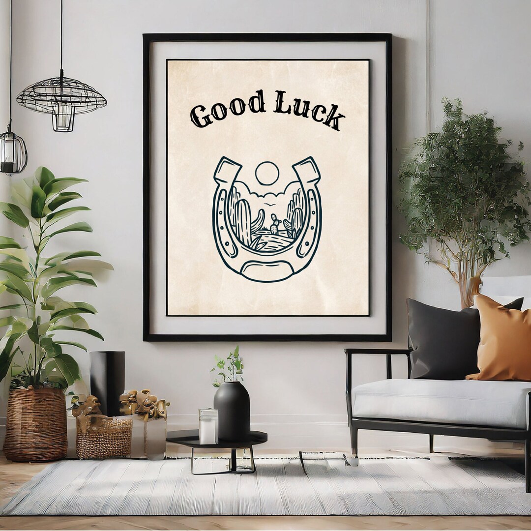 Good Luck Digital Print, Western Theme Downloads, Horseshoe, Ranch Life ...