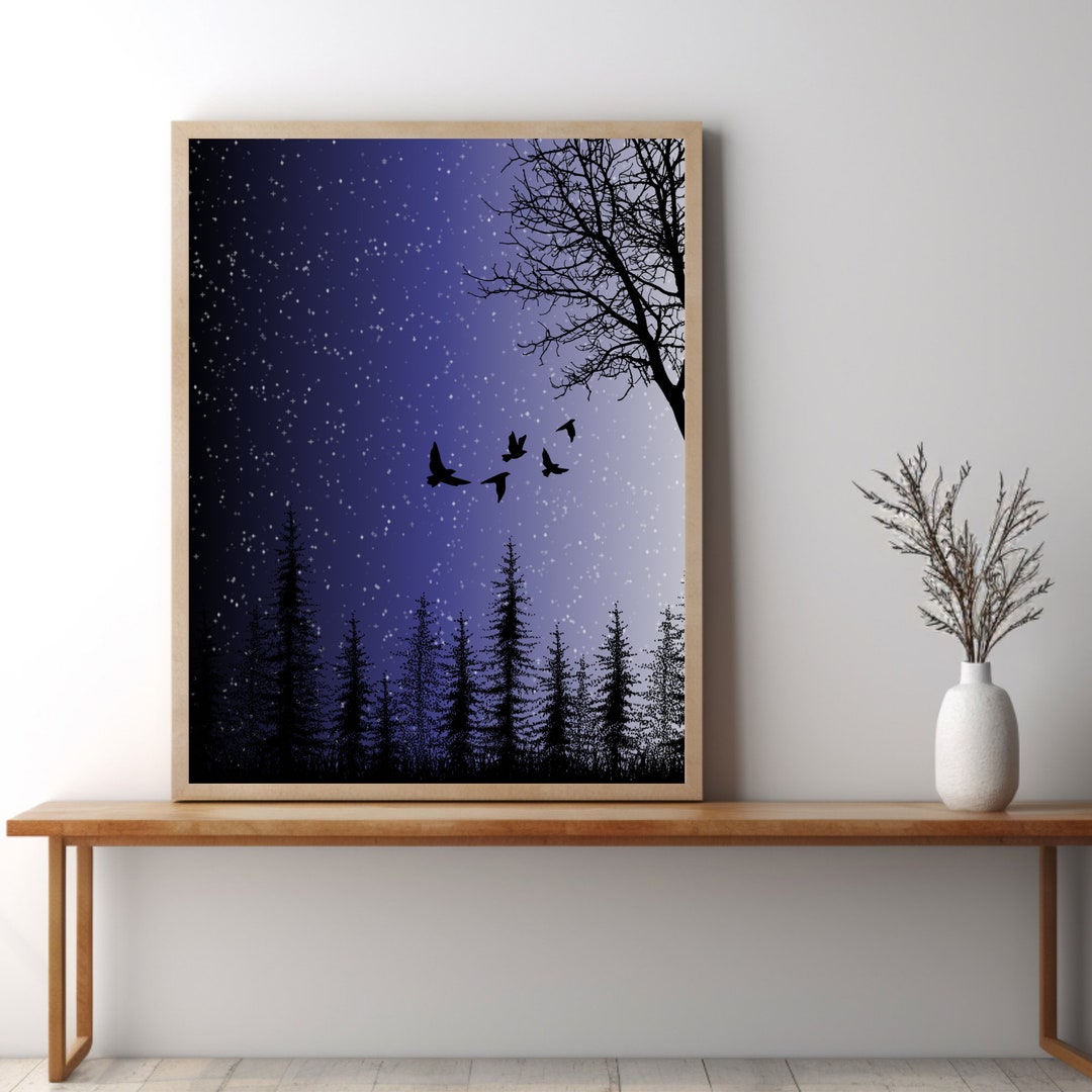 Night Sky Digital Print, Printable Wall Art, Apartment Decor, Digital ...
