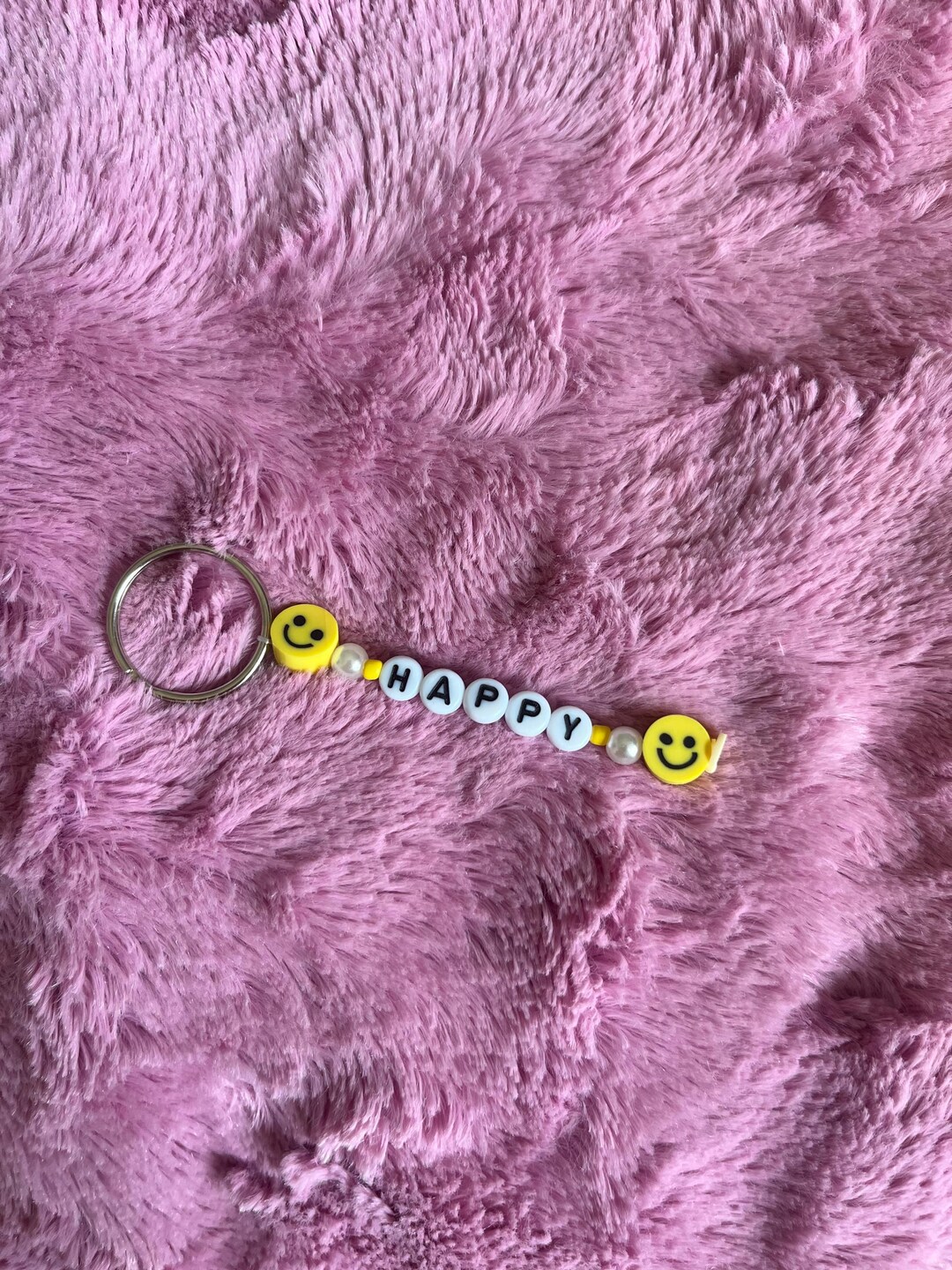 Happy Smiley Face Keychain - Etsy